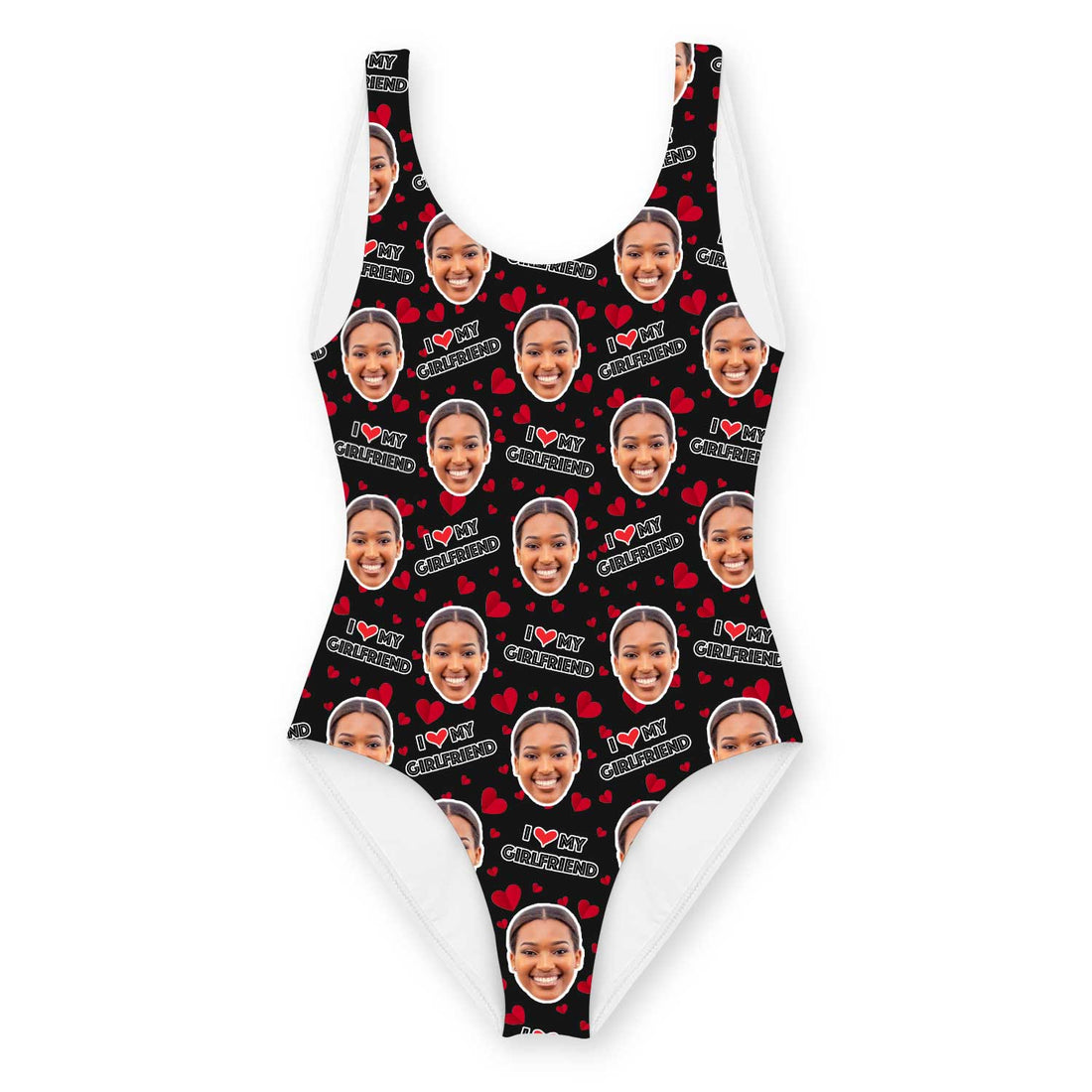 I Love My Girlfriend Swimsuit Custom With Face - Custom Swimming Costume